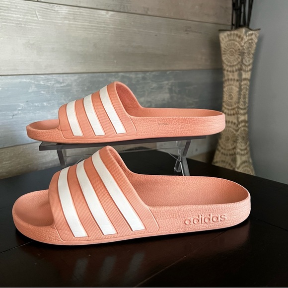 adidas | Shoes | Adidas Aqua Pink Slides Sandals Size 5 | Poshmark